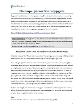 Eksempel på Kortsvarsoppgave - Studienett.no